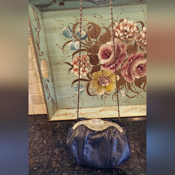 Bellini | Bags | Vintage Bellini Collection Black Snakeskin And ...